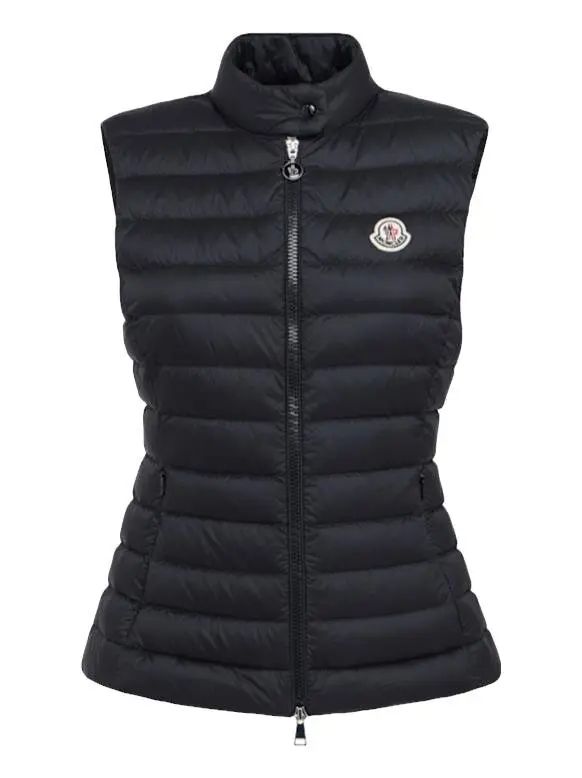 Moncler Down Vest With Stand Collar And Zipper Closure - Black