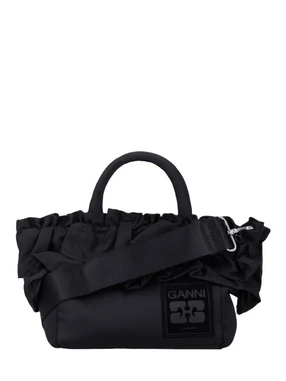 GANNI Top Handle Bag With Detachable Shoulder Strap - Black