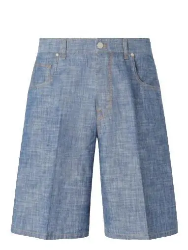 Fendi Denim Bermuda Shorts - Light Blue