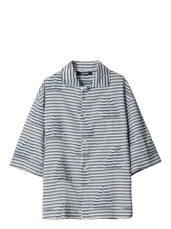 Jacquemus Sail-print Striped Shirt - Gray
