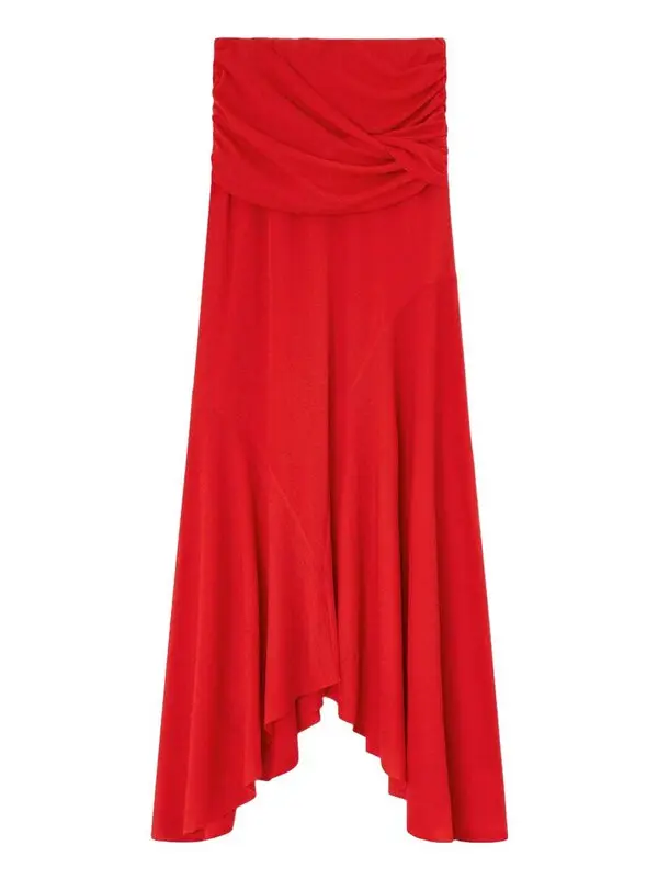 GANNI Draped Strapless Dress - Goji Red
