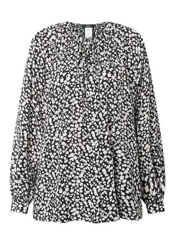Max Mara Printed Top With Tie Details - Black