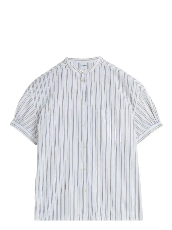 Aspesi Striped Mandarin Collar Shirt - White