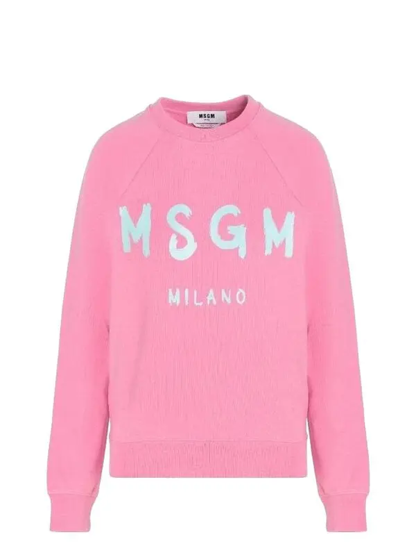 MSGM Logo Print Crewneck Sweatshirt - Pink