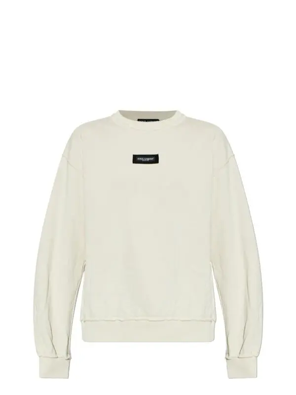 Dolce & Gabbana Dolce Gabbana Vintage Effect Logo Patch Sweatshirt - White