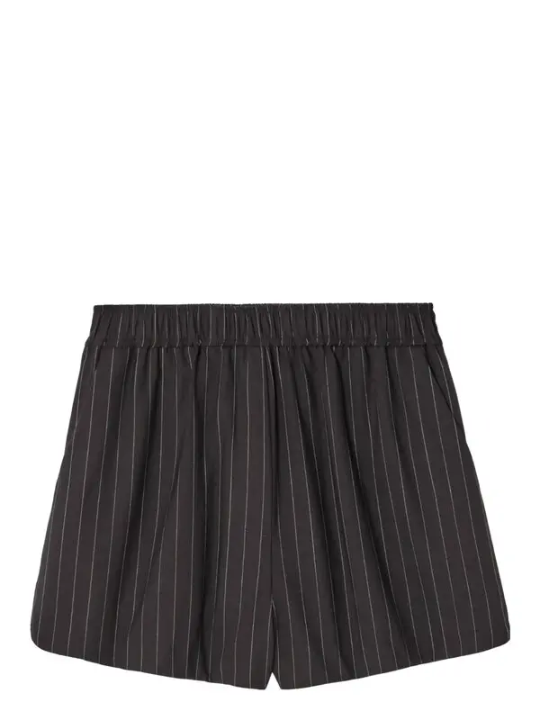 ST. AGNI Striped Printed Shorts - Black