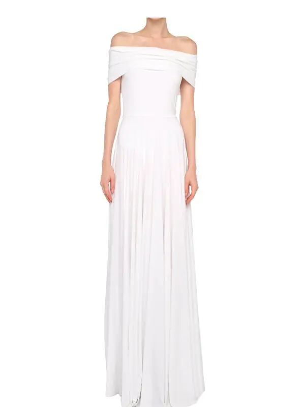 Norma Kamali Cowl Flared Gown - Snow-white