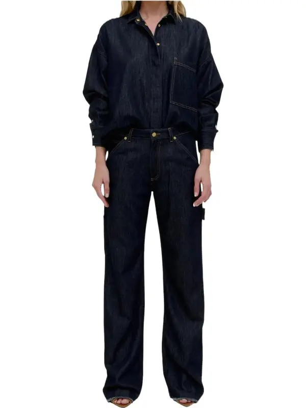 DARKPARK Fringed-edge Straight-leg Jeans - Blue