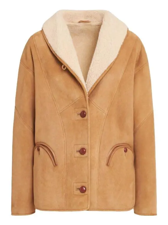 BLAZÉ MILANO Tatoosh Shearling Coat - Nude