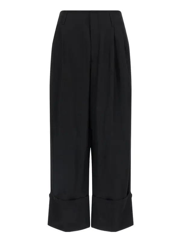 DARKPARK Diana Pleated Wide-leg Pants - Black