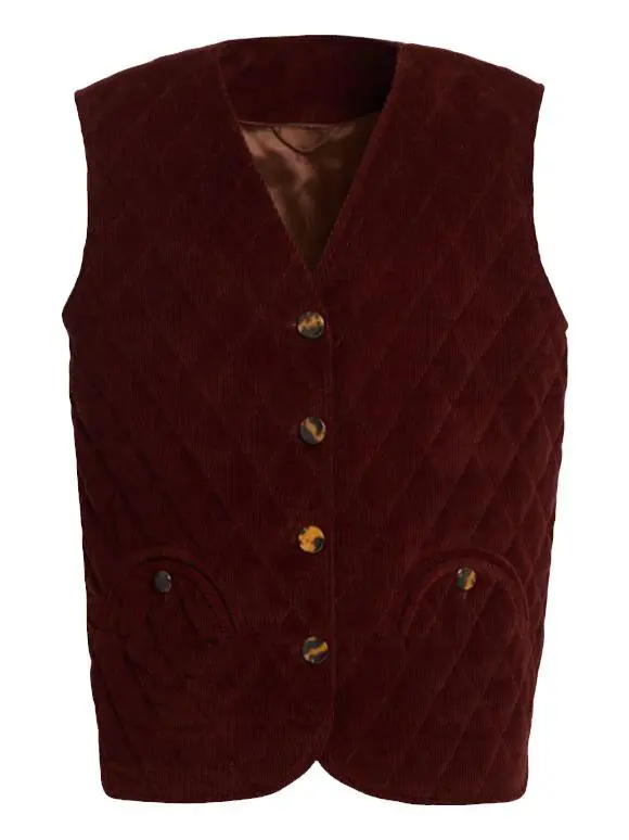 BLAZÉ MILANO Suffolk Quilted Corduroy Vest - Brown