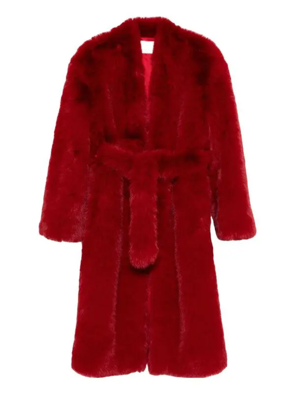 THE FRANKIE SHOP Long-sleeved Fur Coat - Red