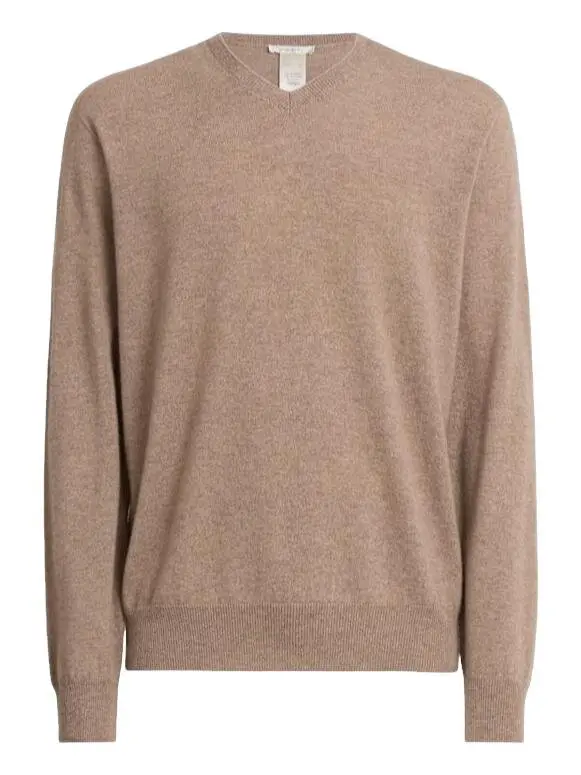 THE ROW V-neck Cashmere Knit Sweater - Nude
