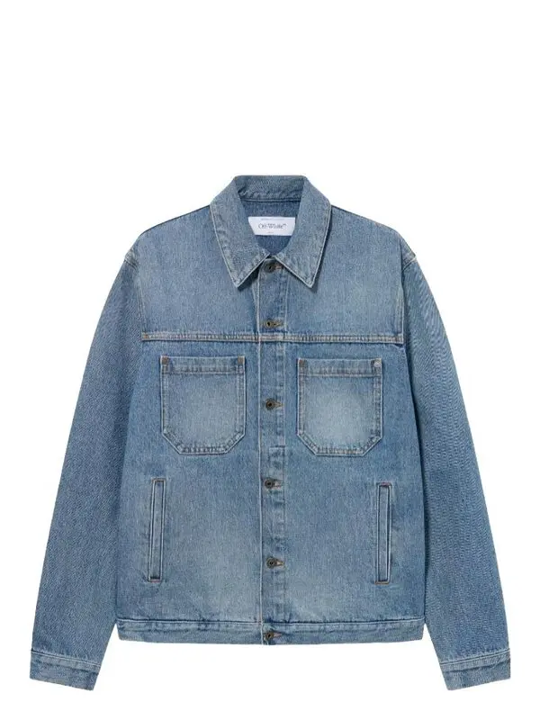 Off-White Arrow Back Print Denim Jacket - Light Medium Blue