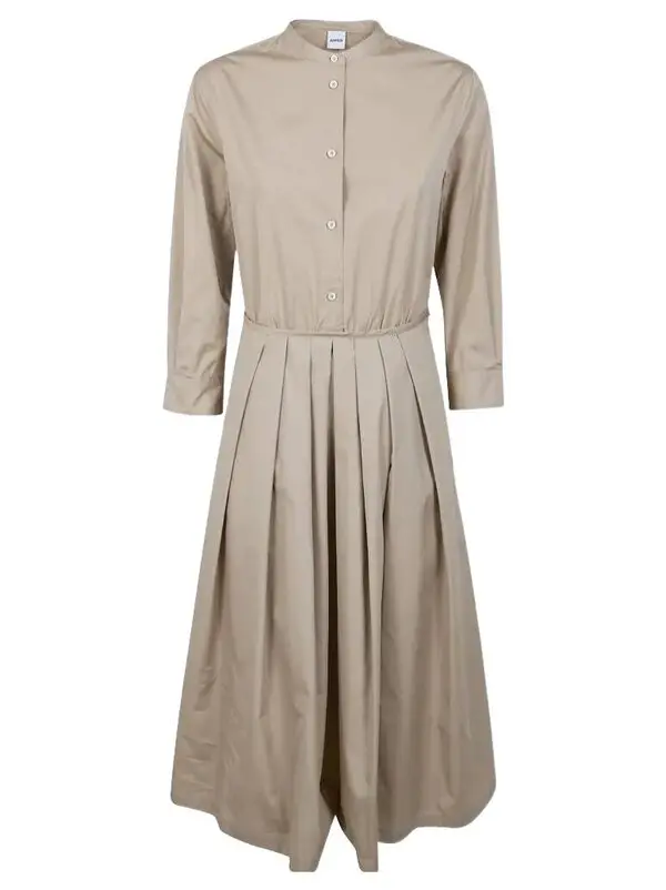 Aspesi Pleated Midi Shirt Dress - Nude