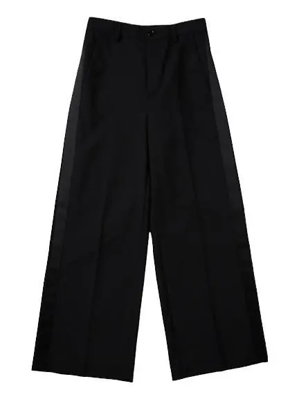 MAISON MARGIELA Wool Blend Wide Leg Trousers - Black