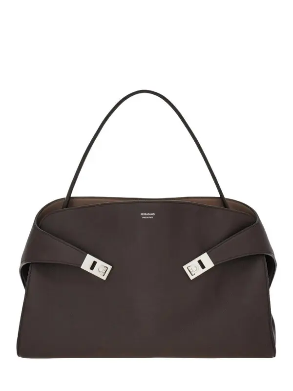 FERRAGAMO Soft Hug Bicolor Shoulder Bag - Black