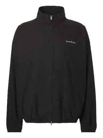 Acne Studios Logo Cotton Poplin Zip-up Jacket - Black