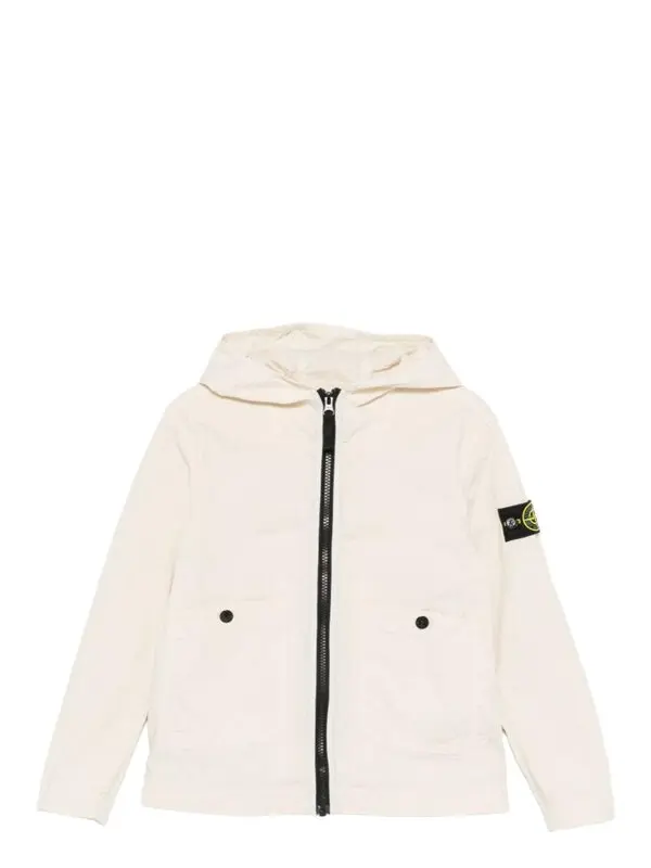 Stone Island Long-sleeve Hooded Jacket With Compass Motif - Gypsum Color