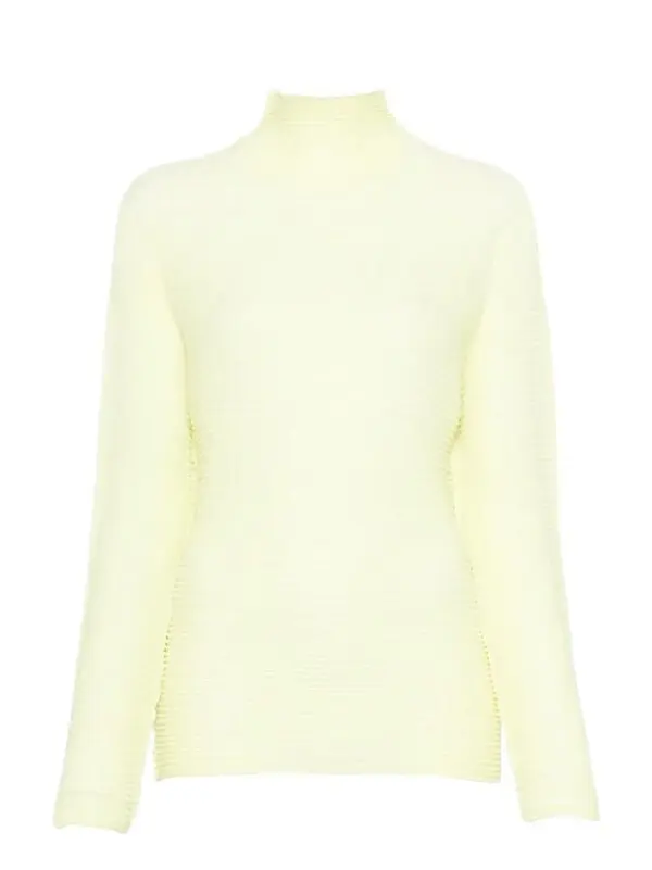 Issey Miyake Ribbed Roll-neck Blouse - Nude