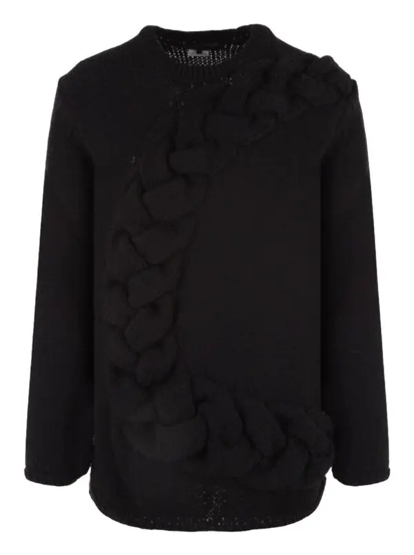 Comme Des Garçons Crew Neck Chunky Cable Knit Jumper - Black