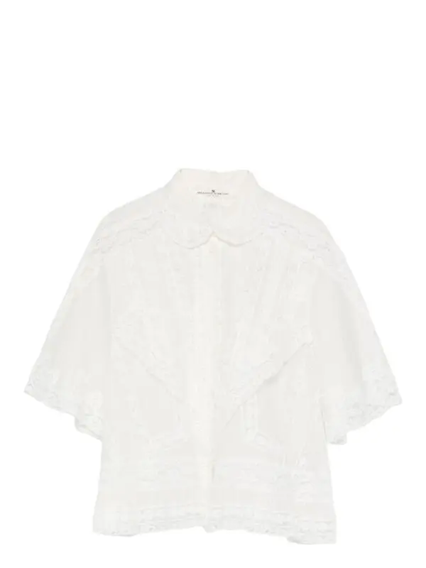 Ermanno Scervino Short-sleeved Lace-trimmed Shirt - White