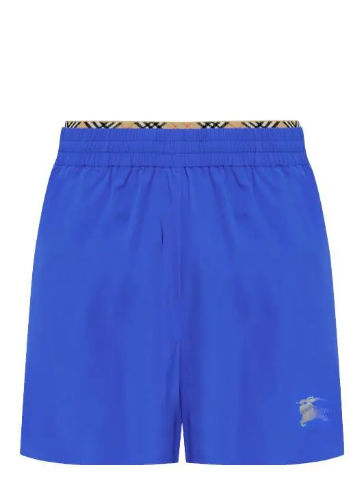 Burberry Checked-trim Stretch Shorts - Blue