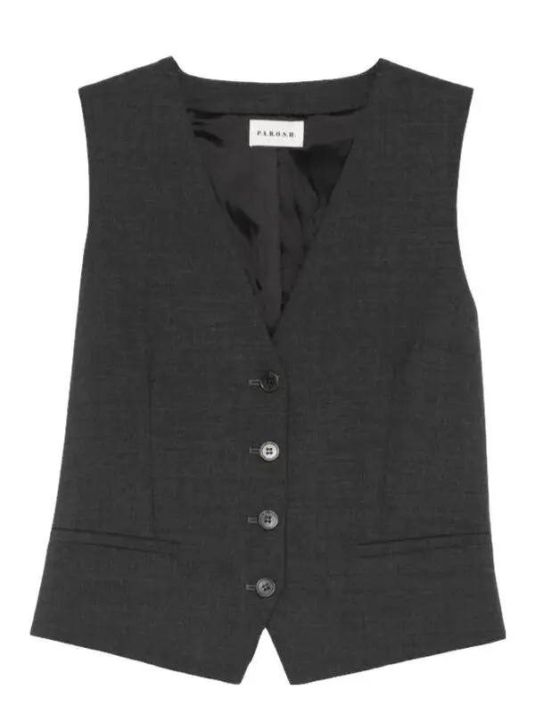 P.a.r.o.s.h Single-breasted V-neck Waistcoat - Grey