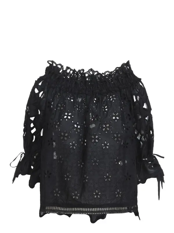 Ermanno Scervino Off-shoulder Embroidered Top - Black
