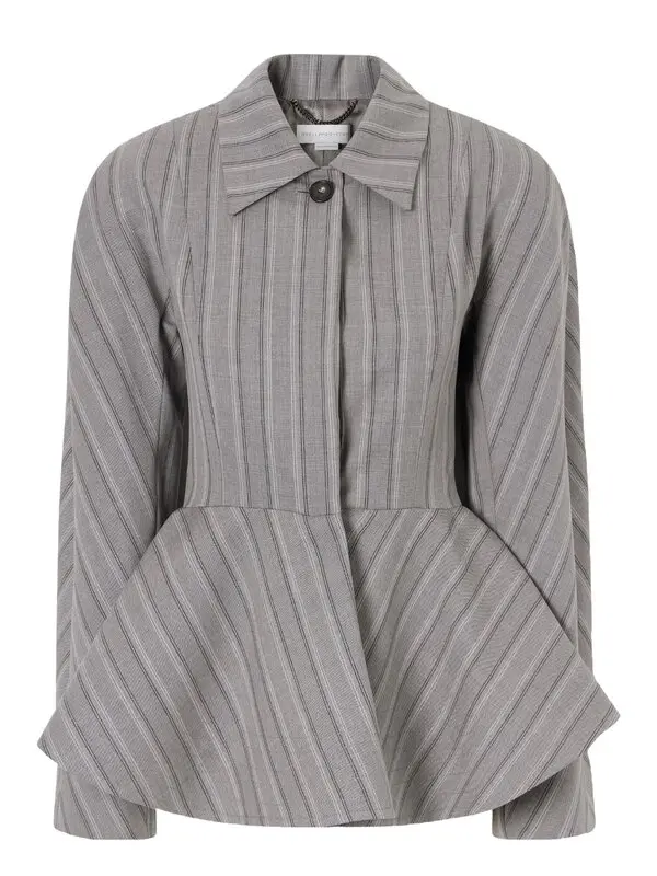 Stella McCartney Striped Peplum Tailored Jacket - Gray