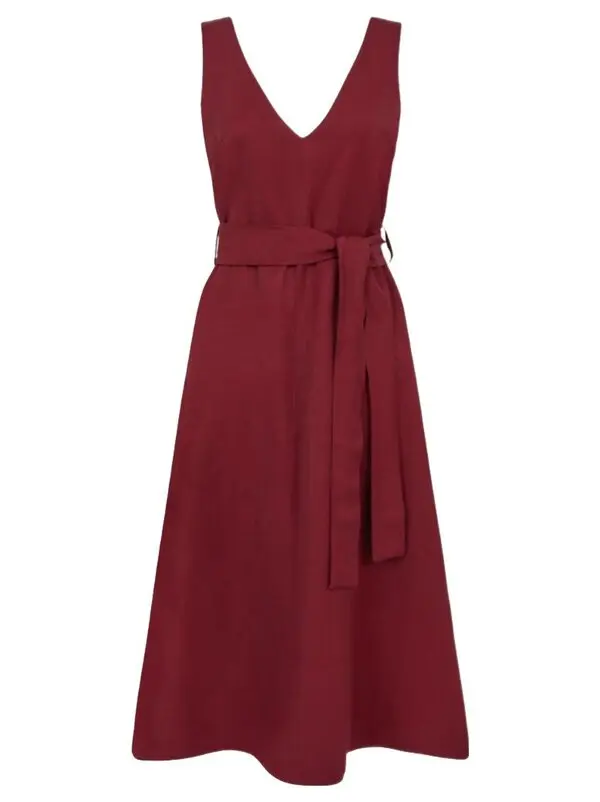 P.a.r.o.s.h Sleeveless V-neck Belted Dress - Red