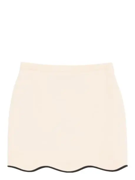 Valentino Garavani Crepe Couture Mini Skirt With Lace Trim - Vanilla/black
