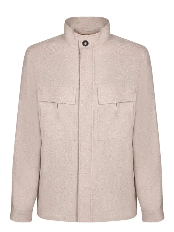 Zegna High Collar Utility Jacket - Nude