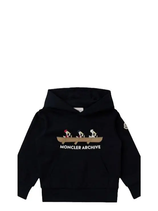 Moncler Embroidered Duck Cotton Hoodie - Black