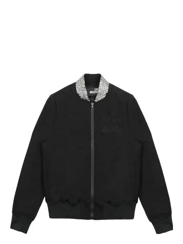 Moschino Embellished Logo Casual Jacket - Black