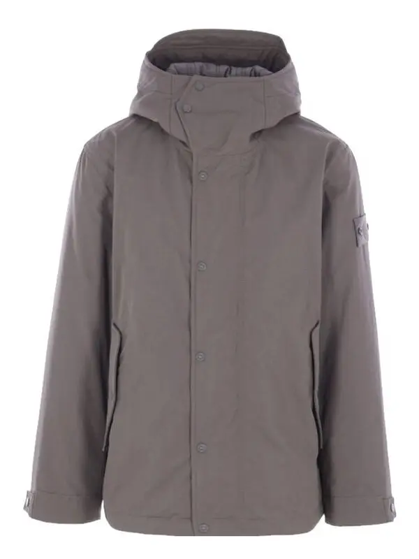Stone Island Padded Parka In Weatherproof Canvas - Smoky Grey