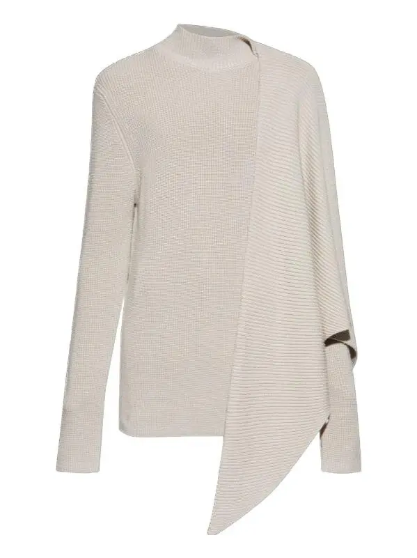 ENTIRE STUDIOS Draped Knit Jumper With Lace Trim - White