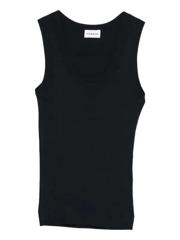 P.a.r.o.s.h Sleeveless Ribbed Knit Top - Black