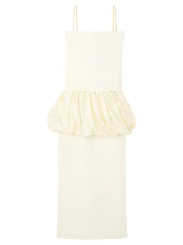 Carven Layered Grain De Poudre Wool And Gathered Satin Gown - White