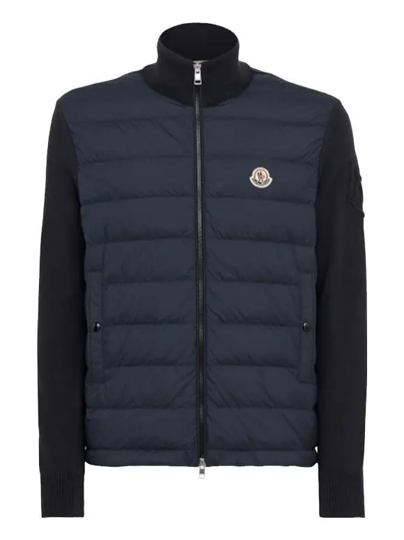 Moncler Padded Cotton Blend Down Cardigan - Black