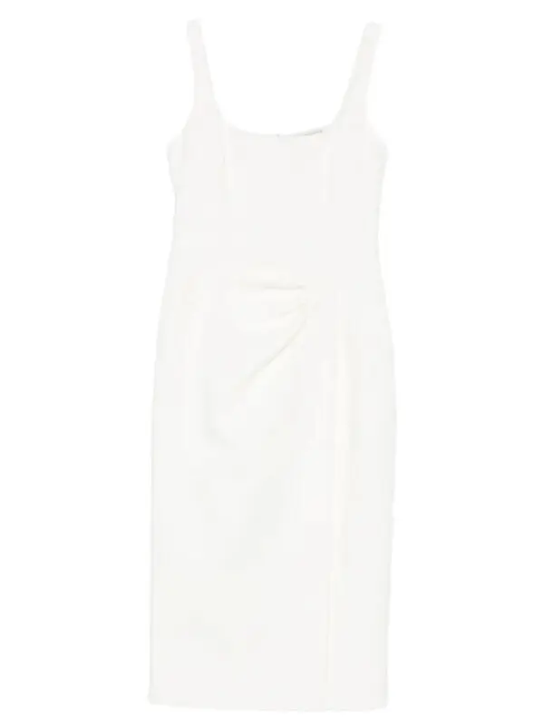 Blumarine Square Neck Draped Midi Dress - White