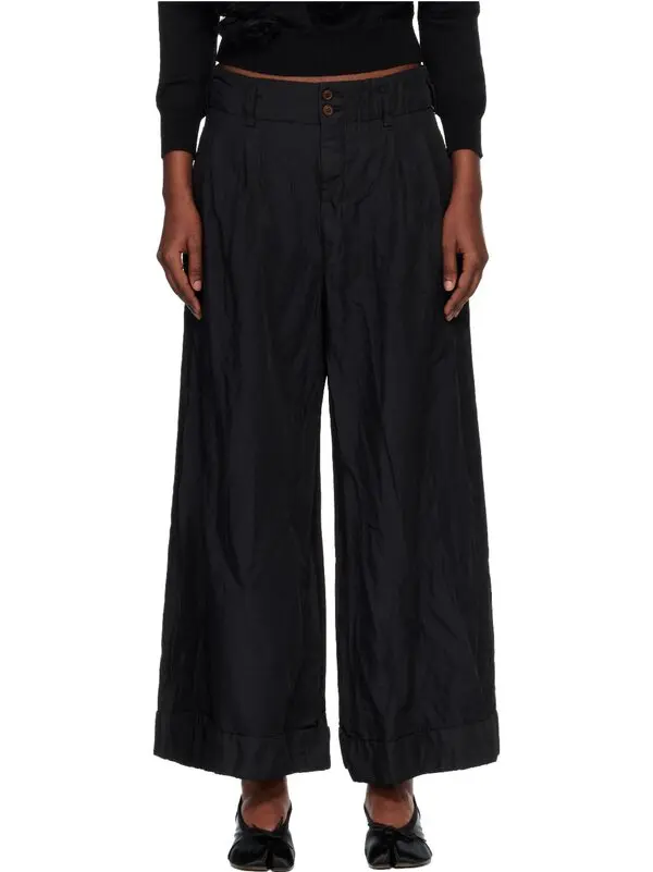 Comme Des Garçons Wide Leg Pants With Belt Loops - Black