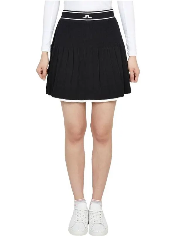 J. Lindeberg Knitted Midi Skirt With Integrated Shorts - Black