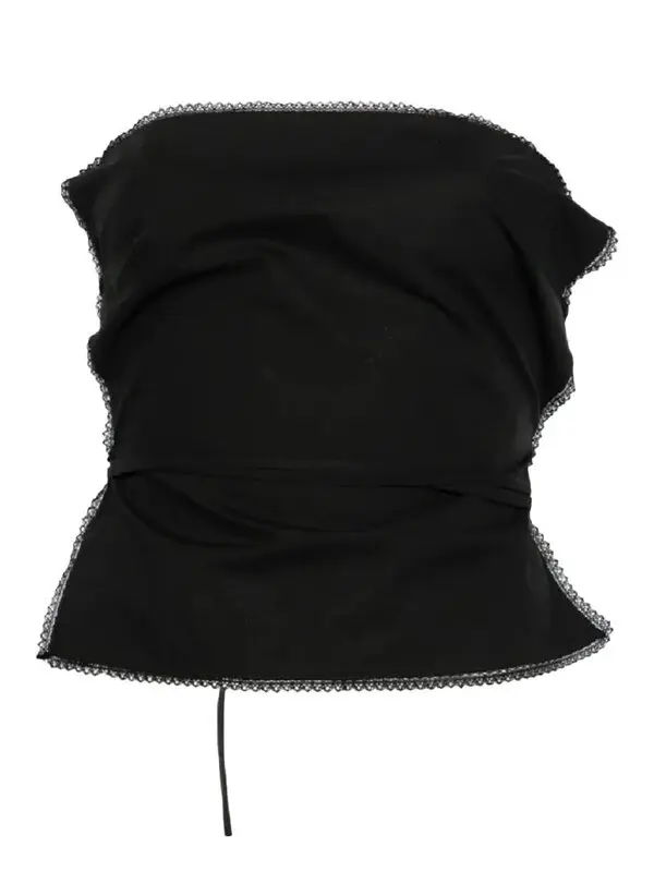 MSGM Lace-trim Tie-fastening Top - Black