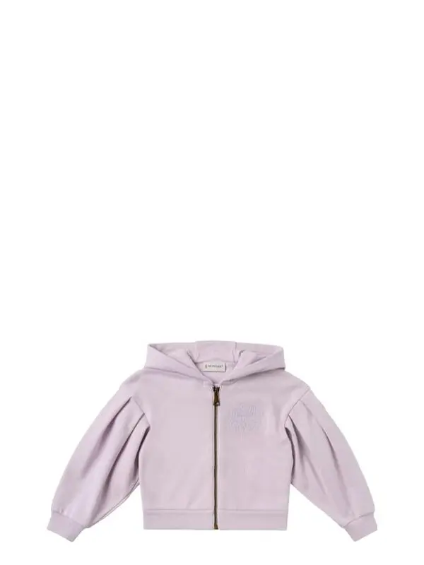 Moncler Embroidered Zip-up Cotton Hoodie - Purple