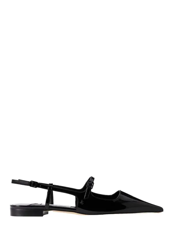 JIMMY CHOO Didi Patent Leather Slingback Pointed Toe Flats - Black