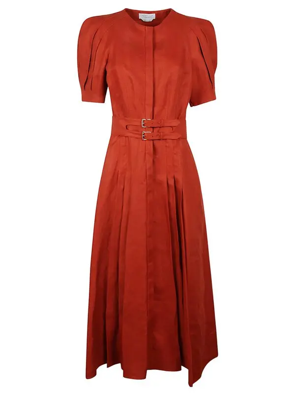 Gabriela Hearst Belted Pleated Dress - Red