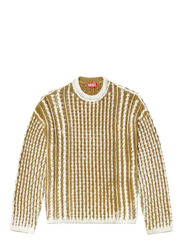 DIESEL® K-moise Reverse-print Cable Knit Jumper - Brown/white