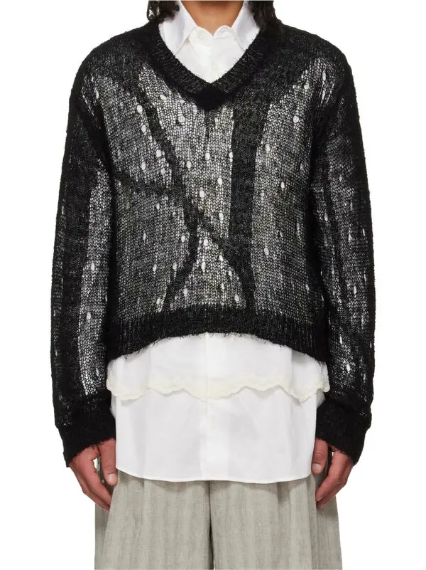 Our Legacy Distressed V-neck Knitwear - Black