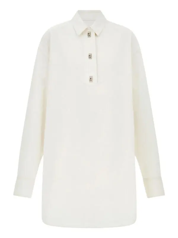 FERRAGAMO Cotton And Silk Shirt Dress - White